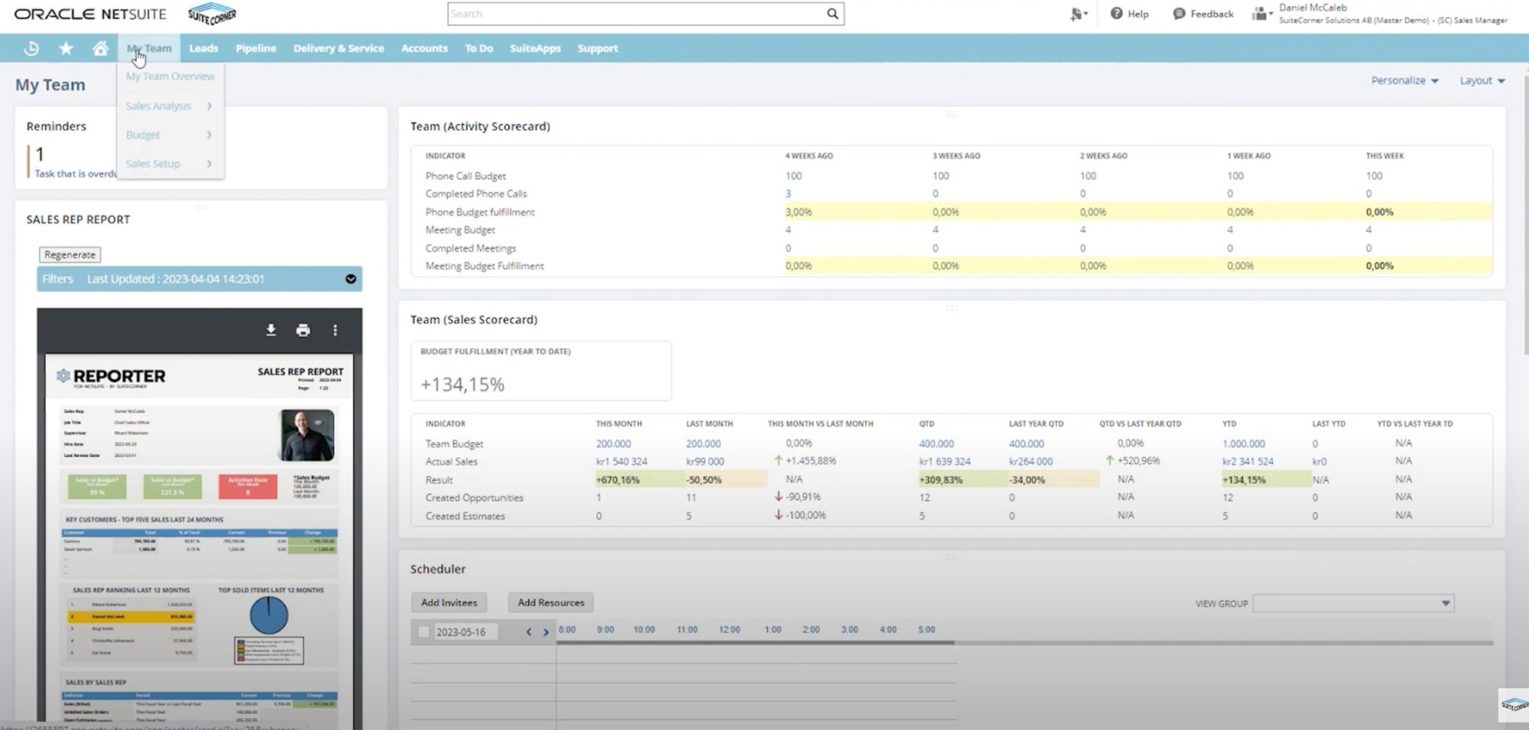 Tools in CRM Accelerate for Sales manager & Sales representativ