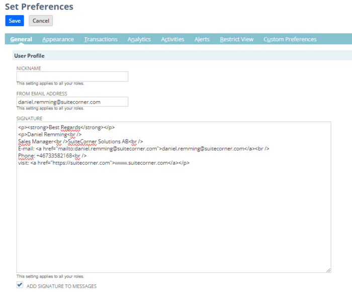 Add Email Signature in NetSuite – Guide | SuiteCorner